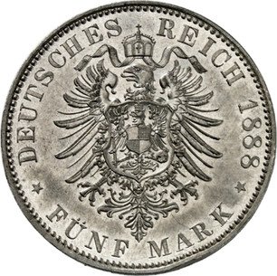German Tin 5 Mark "Frederick III and Wilhelm II Pattern" 1888 ...