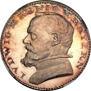 German Silver plated Copper 5 Mark "Medallic Coinage. Ludwig III" 1913 ...