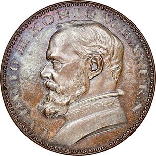 German Bronze 5 Mark "Medallic Coinage. Ludwig III" 1913 X# M3b ...