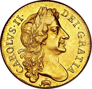 Great Britain Gold 2 Guineas "Charles II" 1676-1684 KM# 443.2 ...