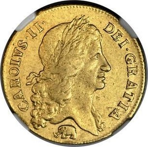 Great Britain Gold 2 Guineas "Carolvs II" 1664-1671 KM# 425.1 ...