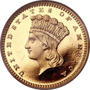USA Gold Dollar "Indian Head - Type 3" 1856-1889 KM# 86 | coinscatalog.NET