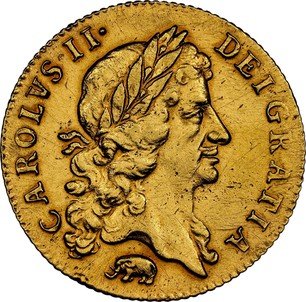 Great Britain Gold Guinea "Charles II" 1664 KM# 423.2 | coinscatalog.NET