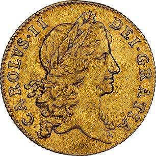 Great Britain Gold Guinea "Charles II" 1664 KM# 423.1 | coinscatalog.NET