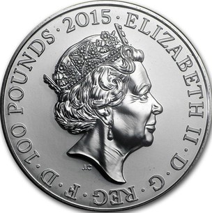 Great Britain Silver 100 Pounds "Buckingham Palace" 2015 KM# 1308 ...