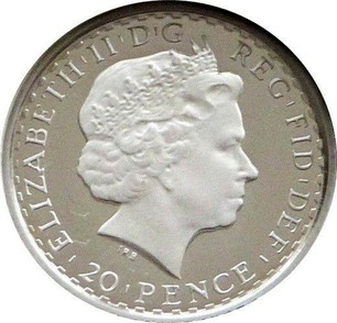 Great Britain Silver 20 Pence "Elizabeth II" 1998-2012 KM# 1079 ...
