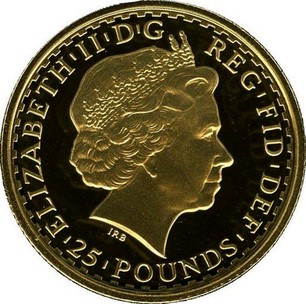 Great Britain 1/4 Oz Gold 25 Pounds "Britannia" 1998-2013 KM# 1009 ...