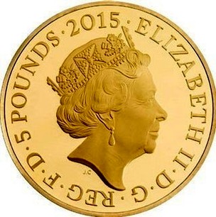 Great Britain Gold 5 Pounds "200th Anniversary of Waterloo" 2015 KM ...