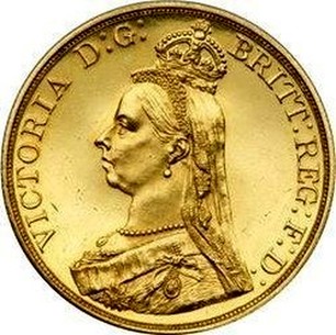 Great Britain Gold 5 Pounds "Victoria" 1887 KM# 769 | coinscatalog.NET
