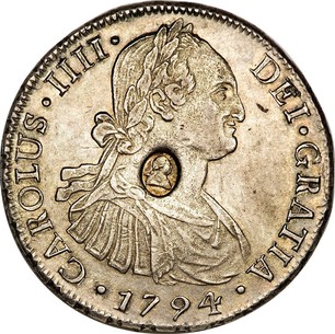 5 Chelines de Plata de Gran Bretaña "contramarcados" 1791-1808 KM# 627 ...
