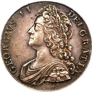 Great Britain Silver Crown "George II Roses and plumes" 1732-1736 KM ...