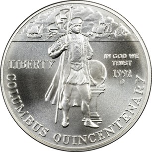 USA Silver Dollar "Columbus discovery - 500th anniversary" 1992 KM# 238 ...