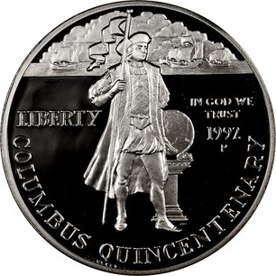 USA Silver Dollar "Columbus discovery - 500th anniversary" 1992 coin ...