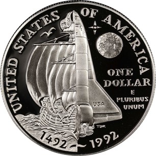 USA Silver Dollar "Columbus discovery - 500th anniversary" 1992 coin ...