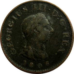 Great Britain Farthing "George III" 1806 KM# 661b | coinscatalog.NET