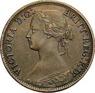 Great Britain Farthing "Victoria toothed border" 1860-1873 KM# 747.2 ...