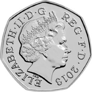 Great Britain Silver Fifty Pence "Elizabeth II Christopher Ironside ...
