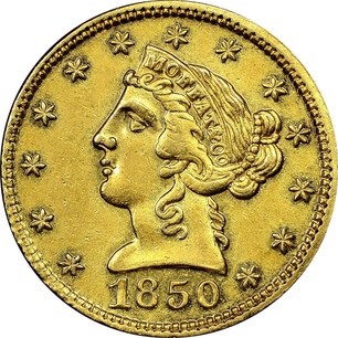 USA Gold Five Dol. Moffat & Company 1850 KM# 37.4 | coinscatalog.NET