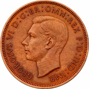 Great Britain One Penny "George VI" 1937-1948 KM# 845 | coinscatalog.NET