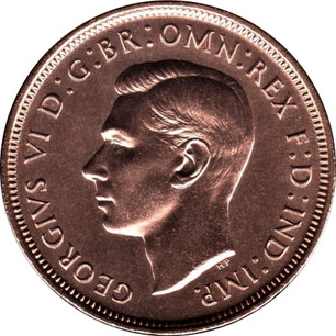 Great Britain One Penny "George VI" 1937-1948 coin value KM# 845 ...