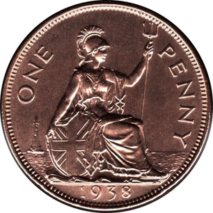 Great Britain One Penny "George VI" 1937-1948 coin value KM# 845 ...