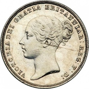 Gran Bretaña Un Chelín de Plata "Victoria" 1838-1863 KM# 734.1 ...