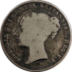 Great Britain Silver One Shilling "Victoria" 1838-1863 KM# 734.1 ...