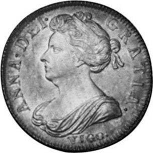 Great Britain Silver Shilling "Anne First bust with VIGO below" 1702 KM ...