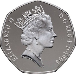 Great Britain Silver 50 Pence "D-Day Anniversary" 1994 KM# 966a ...