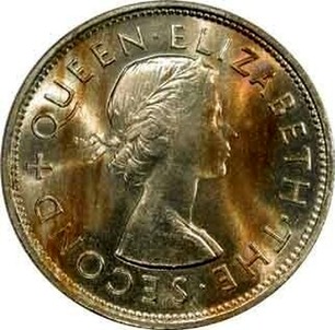 New Zealand Crown "Elizabeth II (1st portrait)" 1953 KM# 30 ...