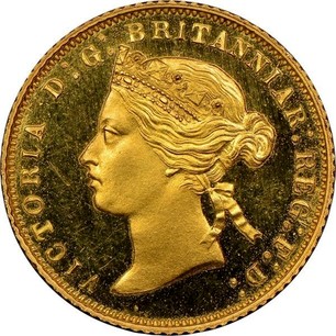 Great Britain Gold Double Florin "Pattern" 1868 KM# Pn115 ...