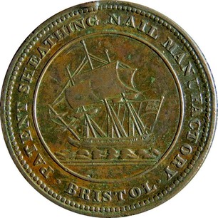 Gran Bretaña One Penny "Bristol - Fábrica de clavos de revestimiento ...