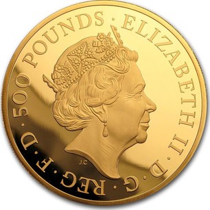 Great Britain 5 Oz Gold 500 Pounds "Queen's Beast Unicorn" 2017 ...