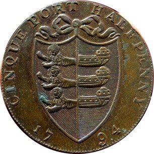 Great Britain Halfpenny "Kent - Hythe / R. Shipden" 1794 | coinscatalog.NET