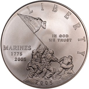 USA Silver Dollar "U.S. Marine Corps 230th Anniversary" 2005 KM# 376 ...