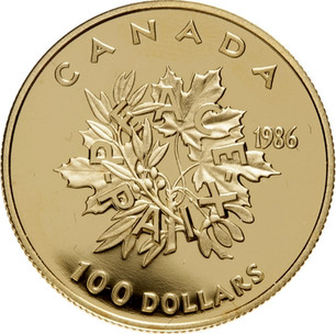 Canadian Gold 100 Dollars "Peace" 1986 coin value KM# 152 ...