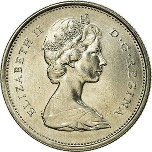 Canadian 25 Cents "Elizabeth II 2nd portrait" 1968-1978 KM# 62b ...