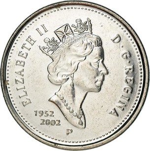 Canadian 5 Cents "Golden Jubilee" 2002 KM# 446 | coinscatalog.NET