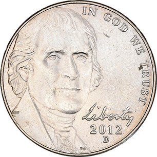 USA Five Cents "Jefferson large facing portrait - Enhanced Monticello ...