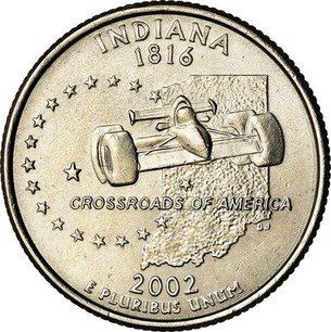 USA Quarter Dollar "Indiana" 2002 KM# 334 | coinscatalog.NET