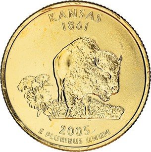 USA Quarter Dollar "Kansas" 2005 KM# 373 | coinscatalog.NET