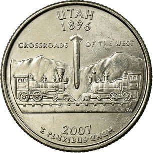 USA Quarter Dollar "Utah" 2007 KM# 400 | coinscatalog.NET