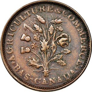 Canadian Un Sous "Bouquet Sous" 1835-1838 KM# Tn1 | coinscatalog.NET