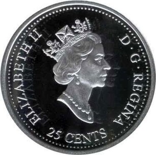 Canadian Silver 25 Cents "September" 1999 KM# 350a | coinscatalog.NET