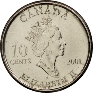 Canadian 10 Cents "International Year of the Volunteers" 2001 KM# 412 | coinscatalog.NET