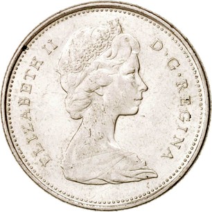 Canadian Silver 25 Cents "Elizabeth II 2nd portrait" 1968 KM# 62a ...