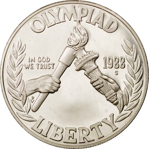 USA Silver Dollar "1988 Olympics" 1988 coin value KM# 222 ...