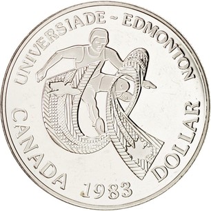 Canadian Silver Dollar "Canada World University Games" 1983 coin value ...