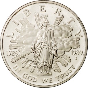 USA Silver Dollar "Congress Bicentennial" 1989 coin value KM# 225 ...