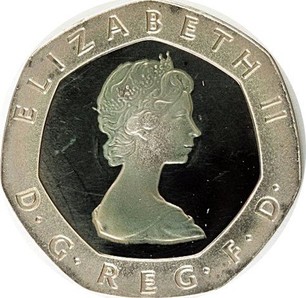 Great Britain Silver Twenty Pence "Piedfort Crowned Tudor Rose" 1982 KM ...